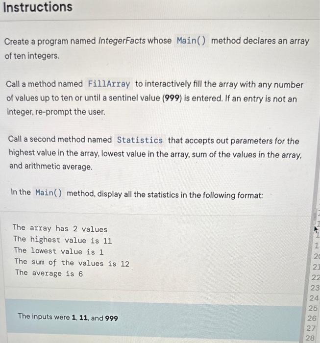 Solved Create a program named IntegerFacts whose Main( ) | Chegg.com