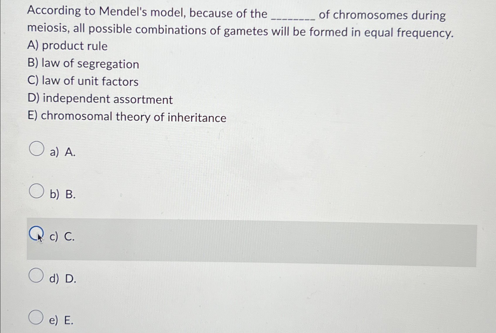 Solved According to Mendel's model, because of the of | Chegg.com