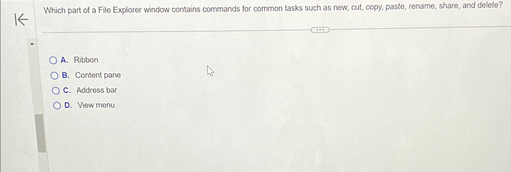 Solved Which part of a File Explorer window contains | Chegg.com