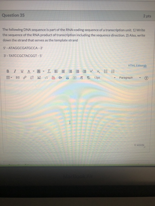 Solved Question 35 2 pts The following DNA sequence is part | Chegg.com