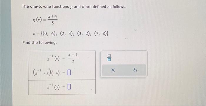 Solved The one-to-one functions g and h are defined as | Chegg.com