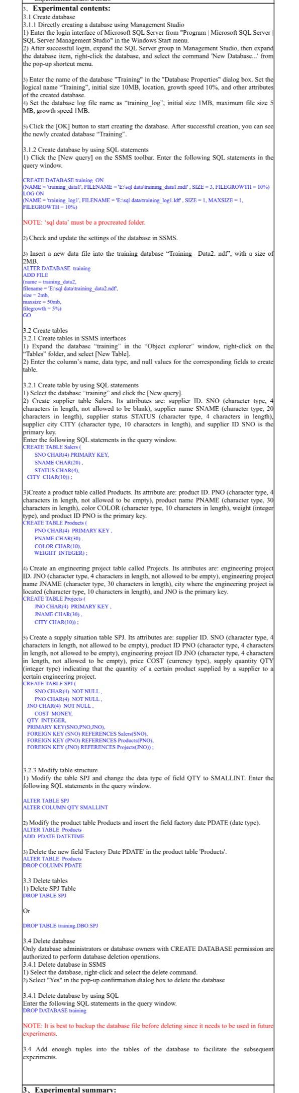 Solved 1 ﻿Create database3.1.1 ﻿Directly creating a database | Chegg.com