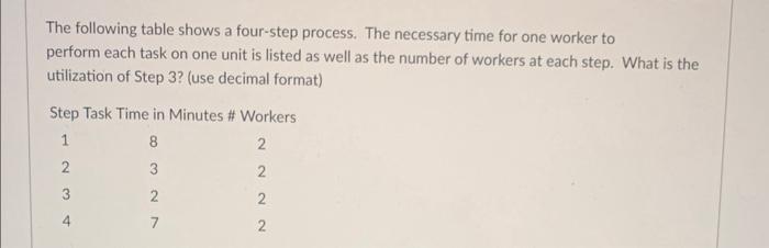 Solved The following table shows a four-step process. The | Chegg.com