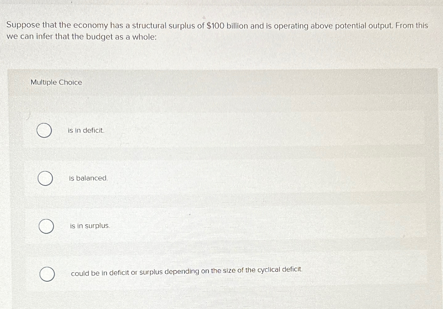 Solved Suppose that the economy has a structural surplus of | Chegg.com