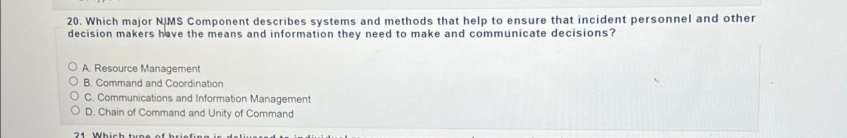 Solved Which major NUMS Component describes systems and | Chegg.com