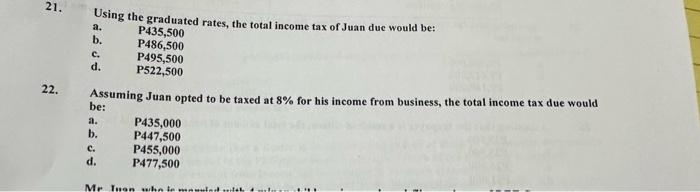 21. Using the graduated rates, the total income tax | Chegg.com