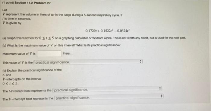Solved (1 point) Section 11.2 Problem 27 Lot V represent the | Chegg.com