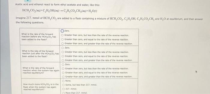 Solved Acetic acid and ethanol react to form ethyl acetate | Chegg.com