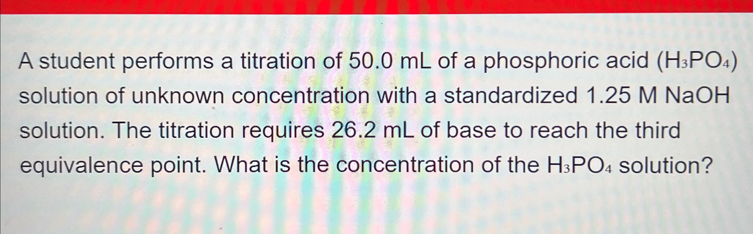 Solved A student performs a titration of 50.0mL ﻿of a | Chegg.com