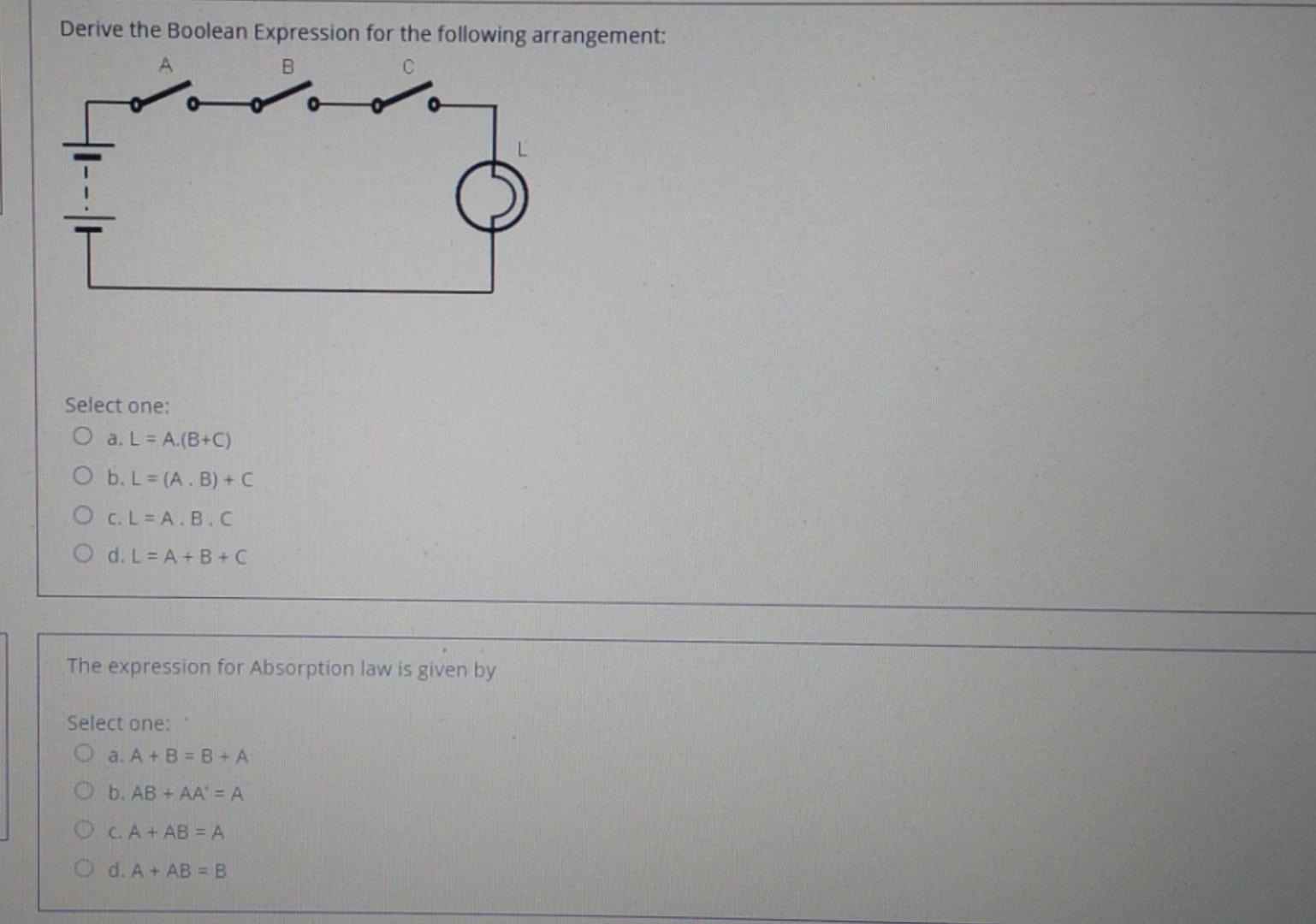 Solved Derive the Boolean Expression for the following | Chegg.com