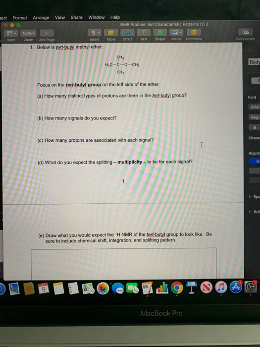 Solved sert Format Arrange View Share Window Help NMR | Chegg.com