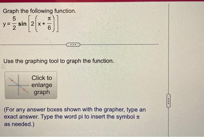 Solved Graph the following function. y=25sin[2(x+6π)] Use | Chegg.com