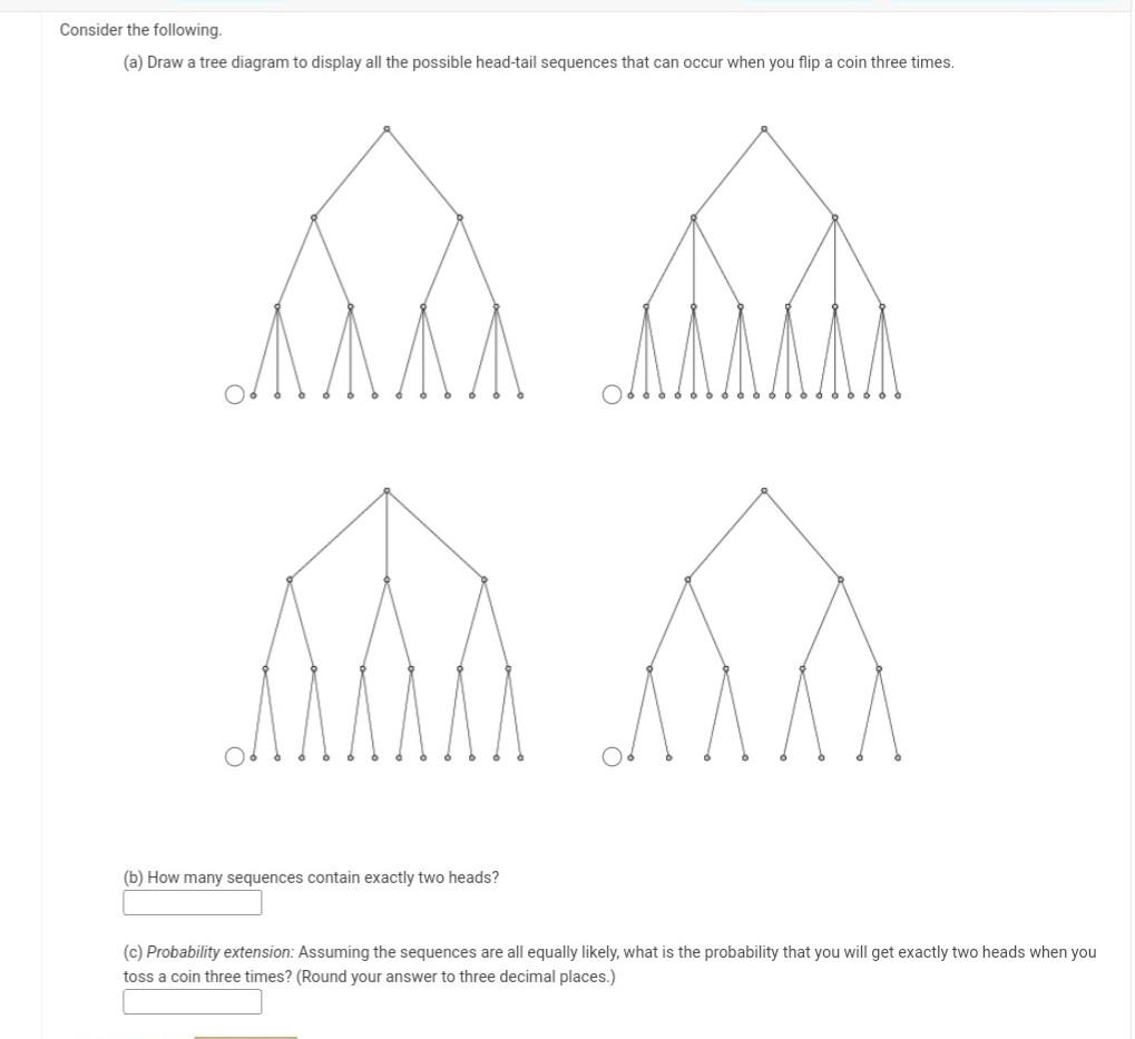 Solved (a) Draw a tree diagram to display all the possible | Chegg.com