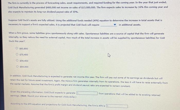 Solved 3. The Additional Funds Needed (AFN) equation Cold | Chegg.com