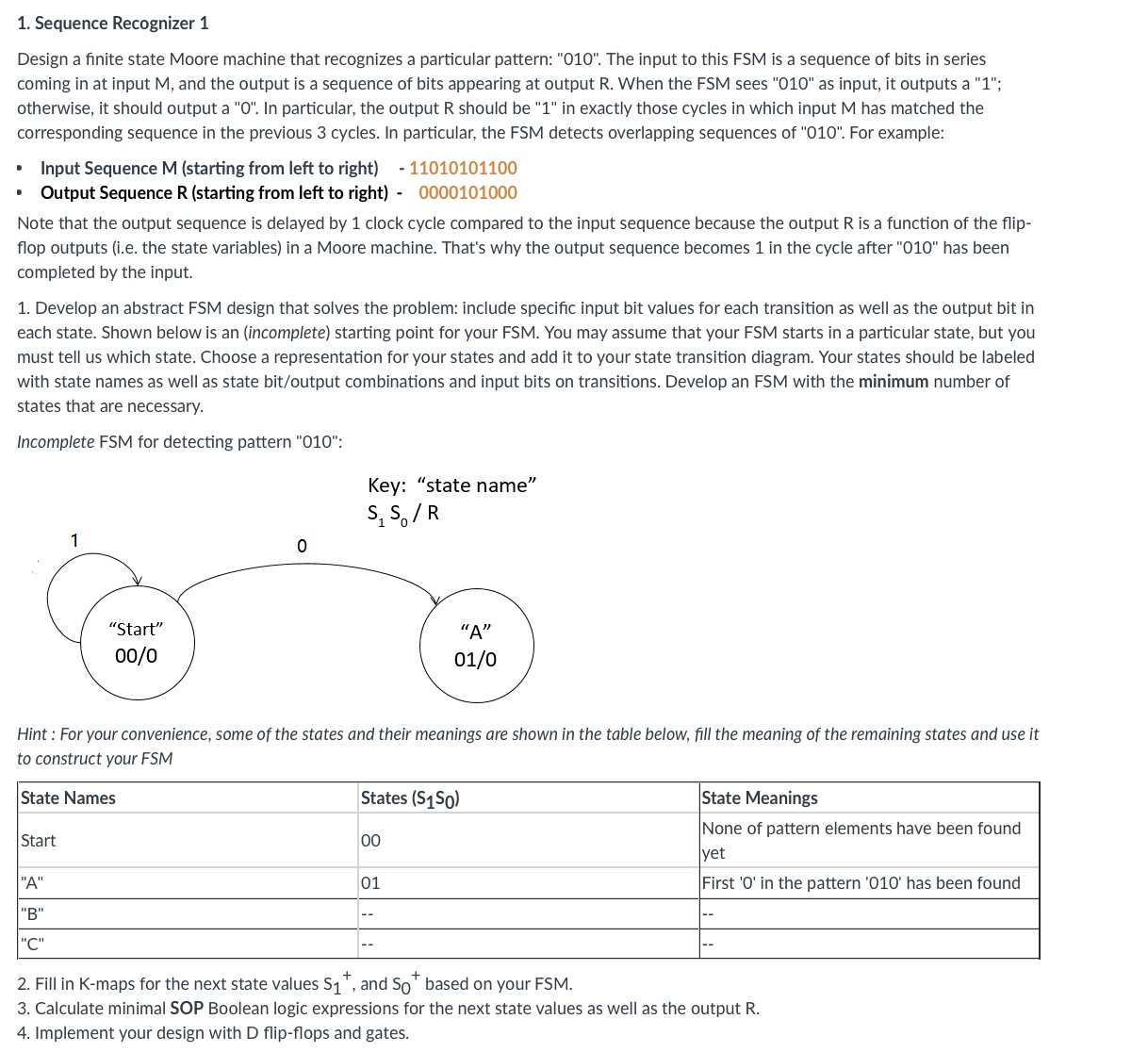 Solved Sequence Recognizer 1design A Finite State Moore