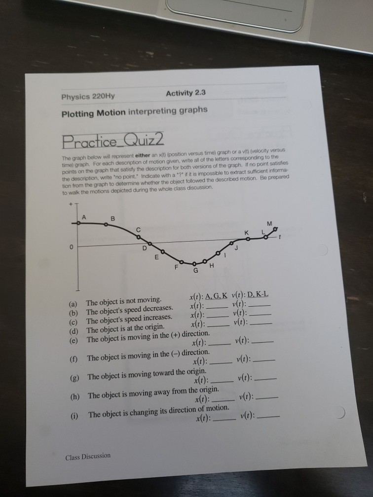 Solved Physics 220Hy Activity 2.3 Plotting Motion | Chegg.com