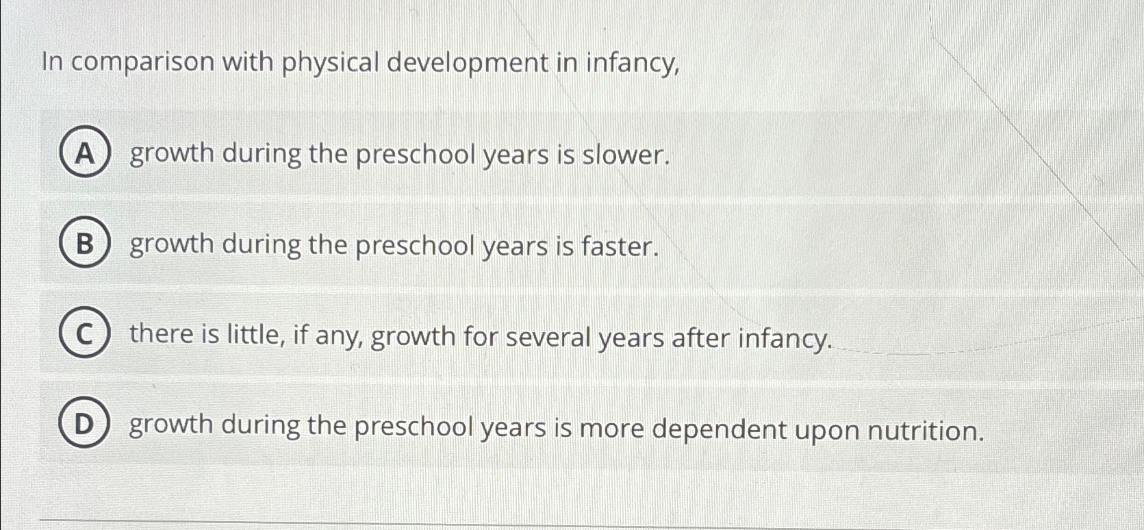 Solved In comparison with physical development in | Chegg.com
