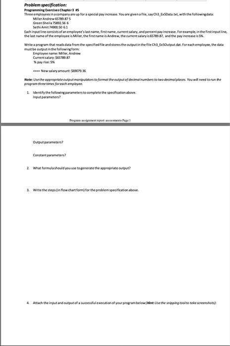 Solved Problem specification: Programming Exercises Chapter | Chegg.com