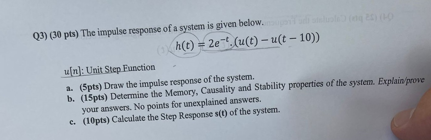 Solved Q3) (30 ﻿pts) ﻿The impulse response of a system is | Chegg.com
