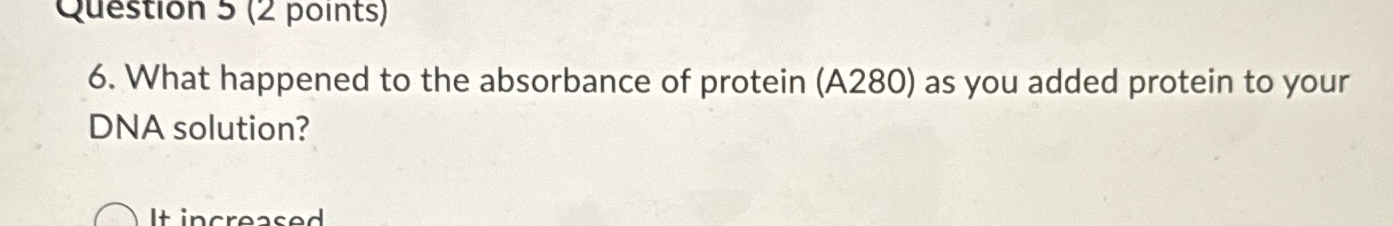 Solved What happened to the absorbance of protein (A280) ﻿as | Chegg.com