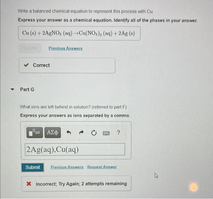 Solved Write a balanced chemical equation to represent this | Chegg.com
