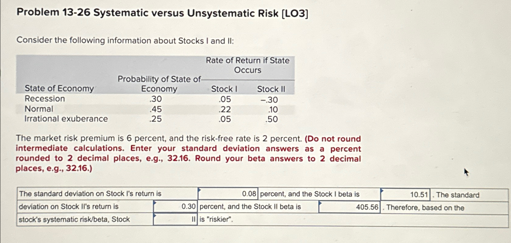 Solved Problem 13-26 ﻿Systematic versus Unsystematic Risk | Chegg.com