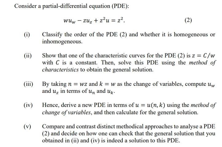 Solved Consider a partial-differential equation | Chegg.com