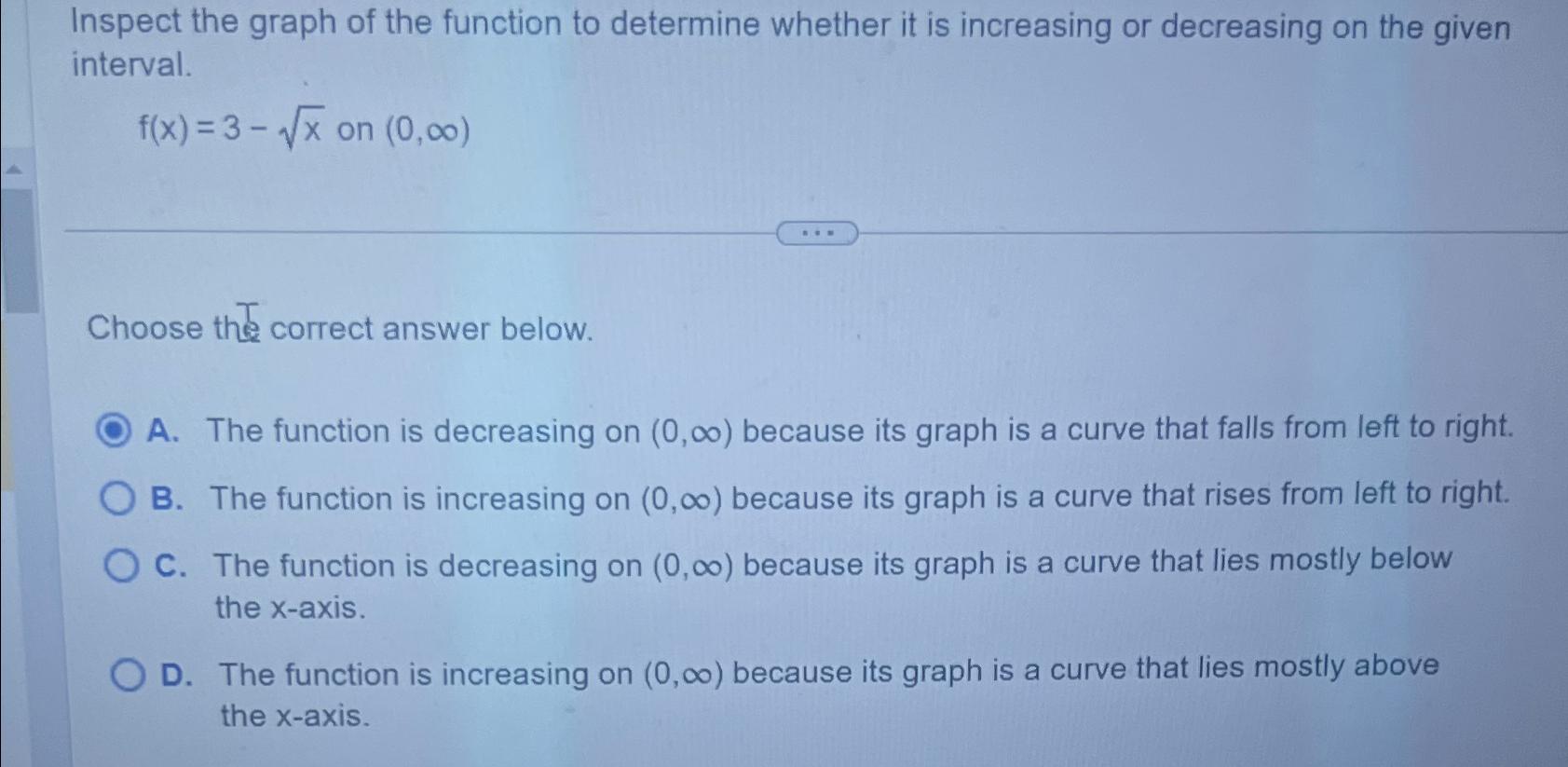 Solved Inspect the graph of the function to determine | Chegg.com