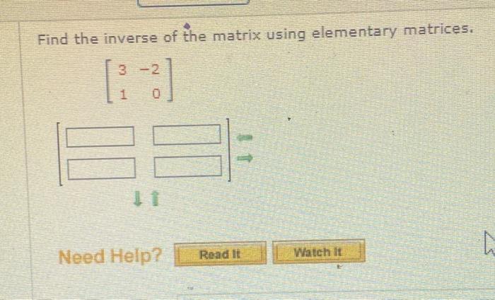 Solved Find the inverse of the matrix using elementary | Chegg.com