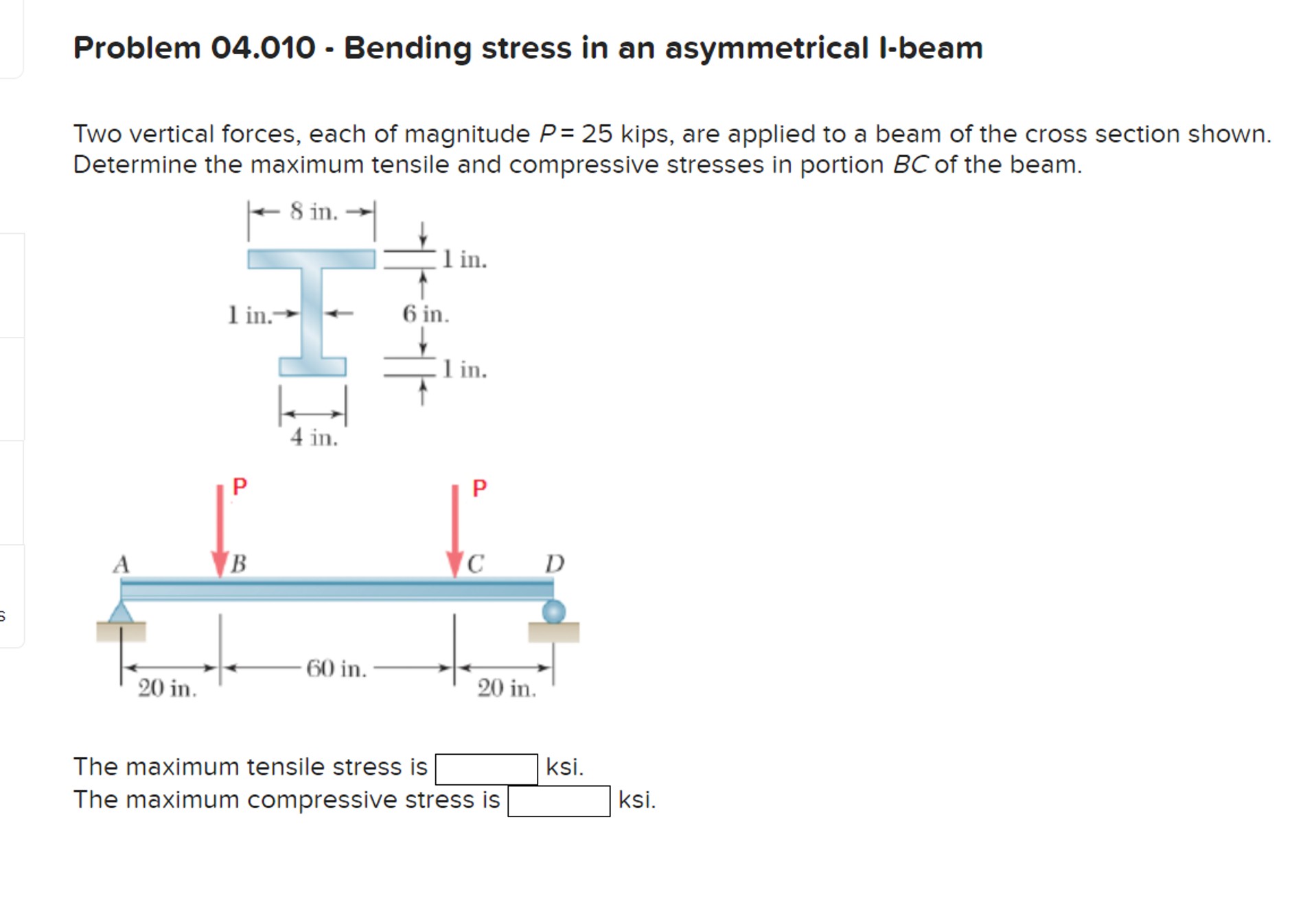 Solved Problem 04.010 - ﻿Bending stress in an asymmetrical | Chegg.com