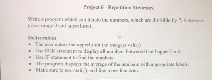 Solved Project 6 - Repetition Structure Write a program | Chegg.com