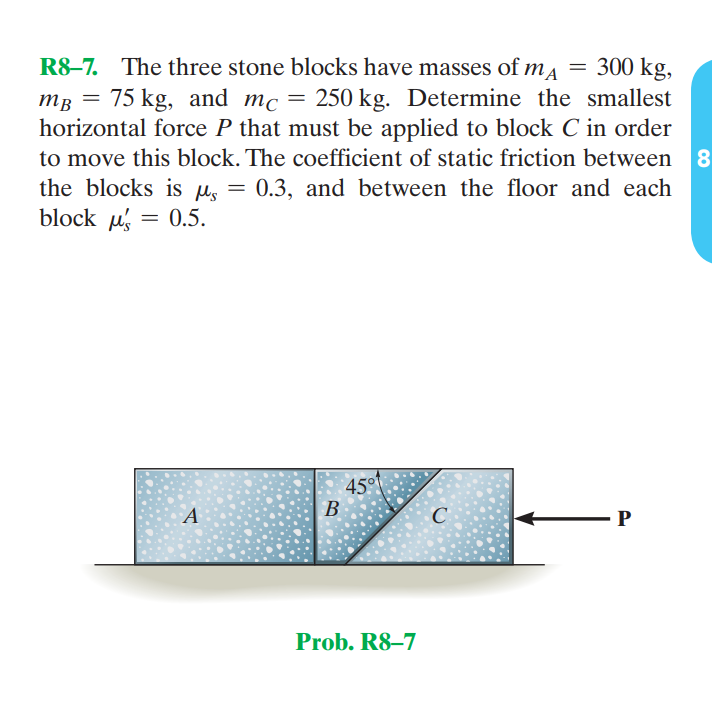 Solved R8-7. ﻿The three stone blocks have masses | Chegg.com