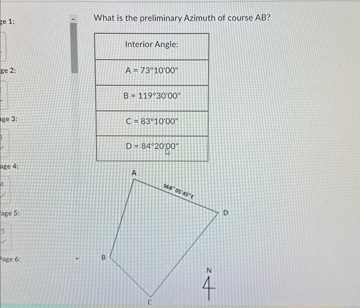 Solved What is the preliminary Azimuth of course AB? ge 2 ge | Chegg.com