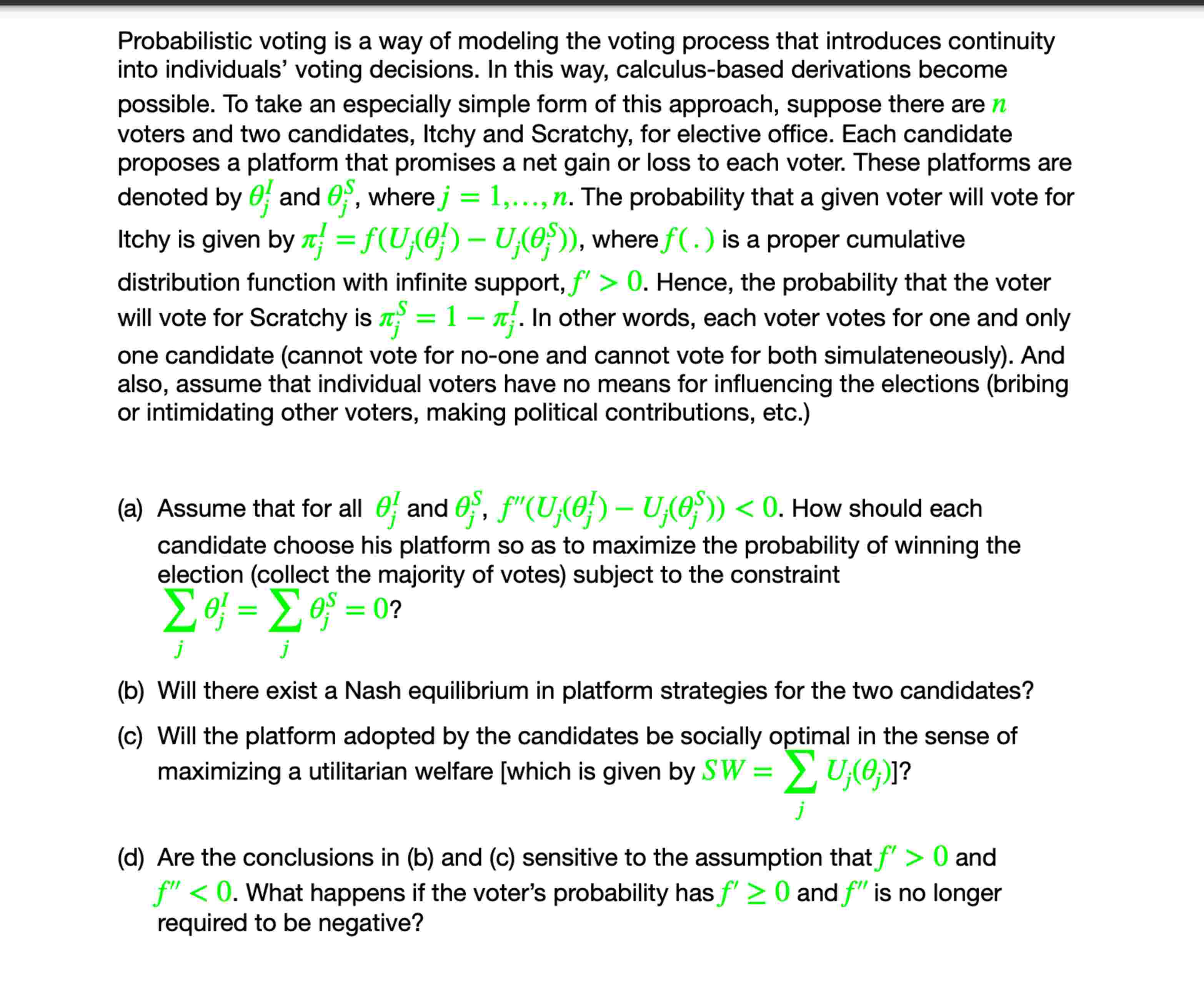 Solved Probabilistic voting is ﻿a way of ﻿modeling the | Chegg.com