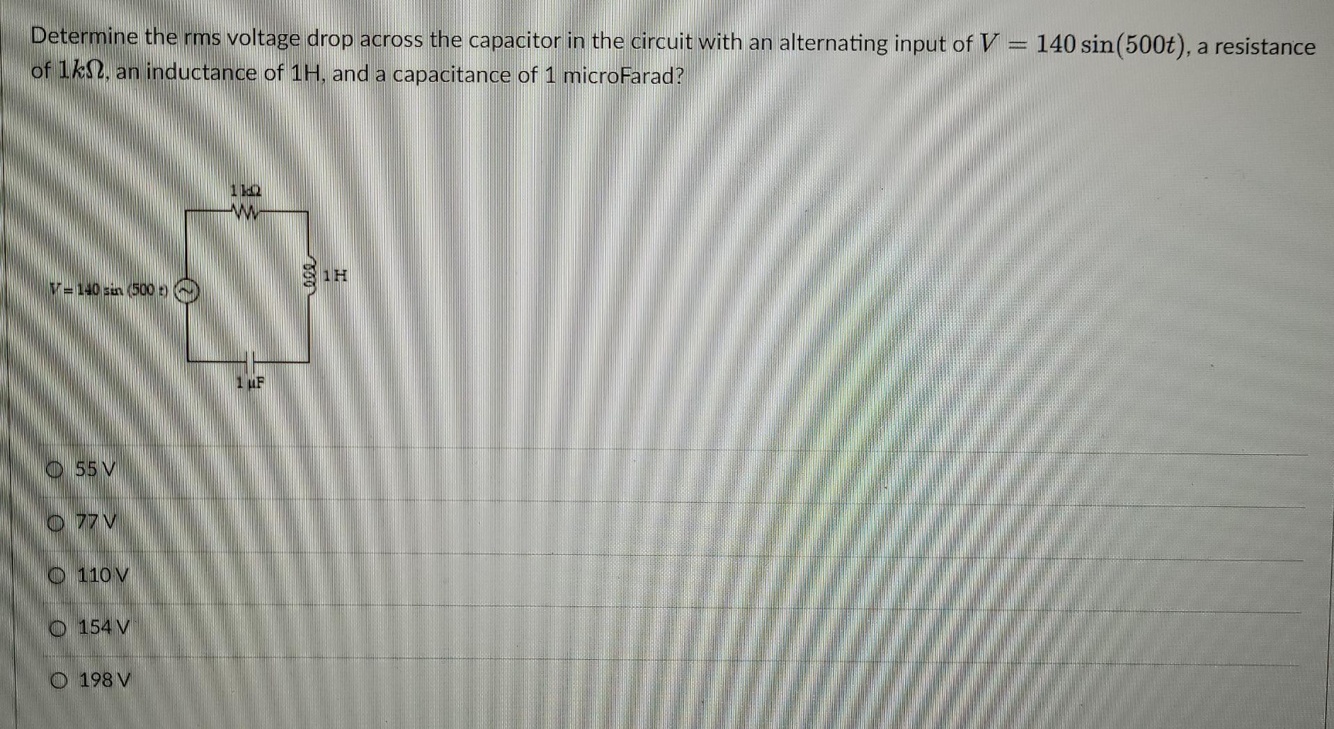 Solved Determine The Rms Voltage Drop Across The Capacitor