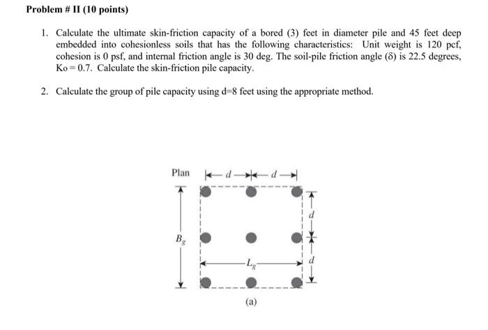 Solved 1. Calculate the ultimate skin-friction capacity of a | Chegg.com