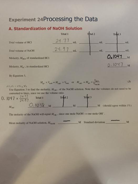 Solved Experiment 24 Data and Calculations: The | Chegg.com
