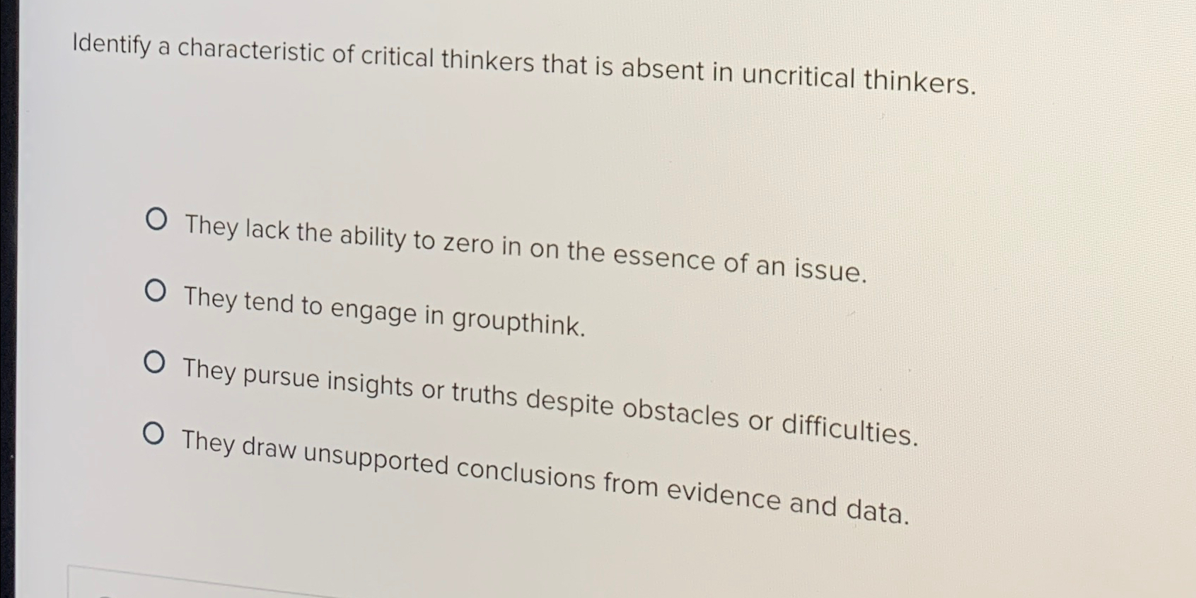 Solved Identify a characteristic of critical thinkers that | Chegg.com