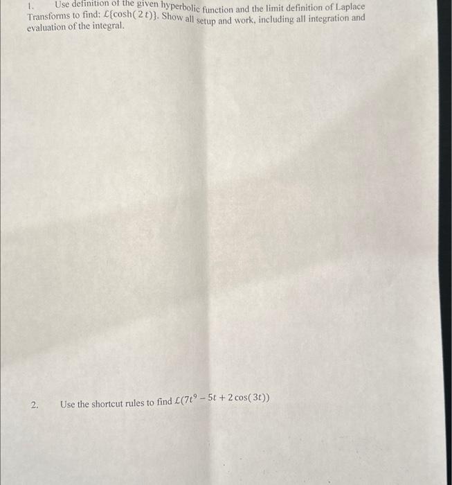 Solved 1. Use definition of the given hyperbolic function | Chegg.com