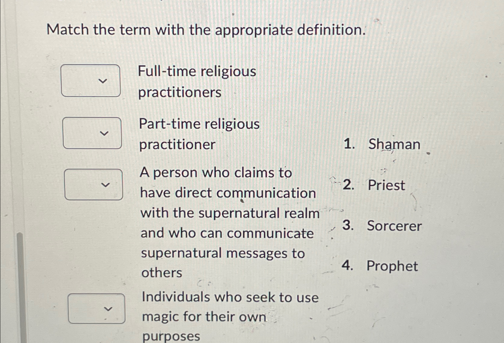 Solved Match the term with the appropriate definition. | Chegg.com