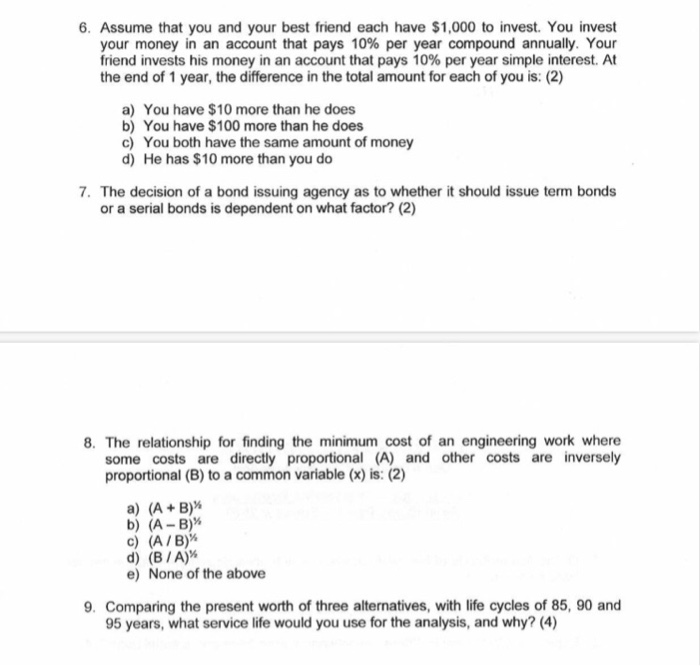 Solved 6. Assume that you and your best friend each have | Chegg.com