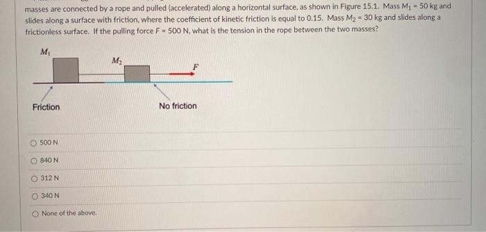 Solved masses are connected by a rope and pulled | Chegg.com