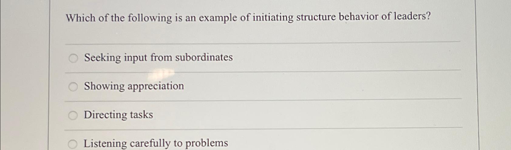Solved Which of the following is an example of initiating | Chegg.com