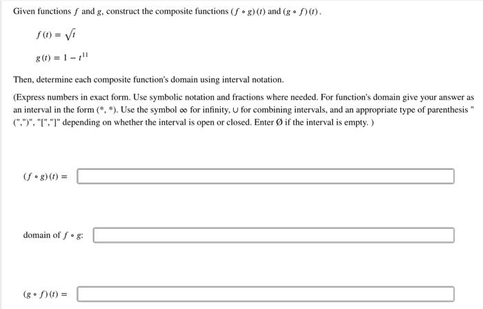 Solved Given functions f and g, construct the composite | Chegg.com