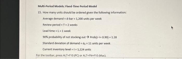 Solved Multi-Period Models: Fixed-Time Period Model 15. How | Chegg.com
