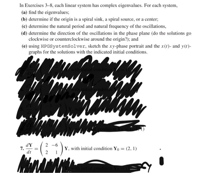 Solved In Exercises 3-8, each linear system has complex | Chegg.com