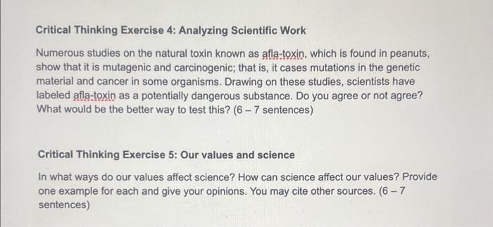 Solved Critical Thinking Exercise 4: Analyzing Scientific | Chegg.com