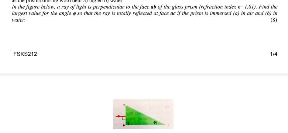 Solved In the figure below, a ray of light is perpendicular | Chegg.com