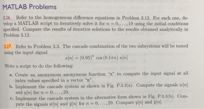MATLAB Problems 3.26. Refer to the homogeneous | Chegg.com