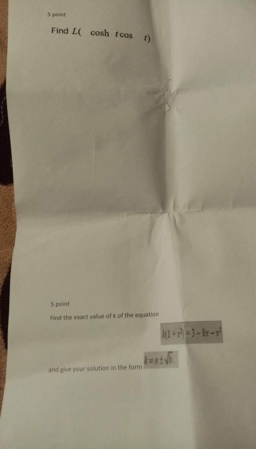 Solved 5 point Find L(coshtcost) 5 point Find the exact | Chegg.com